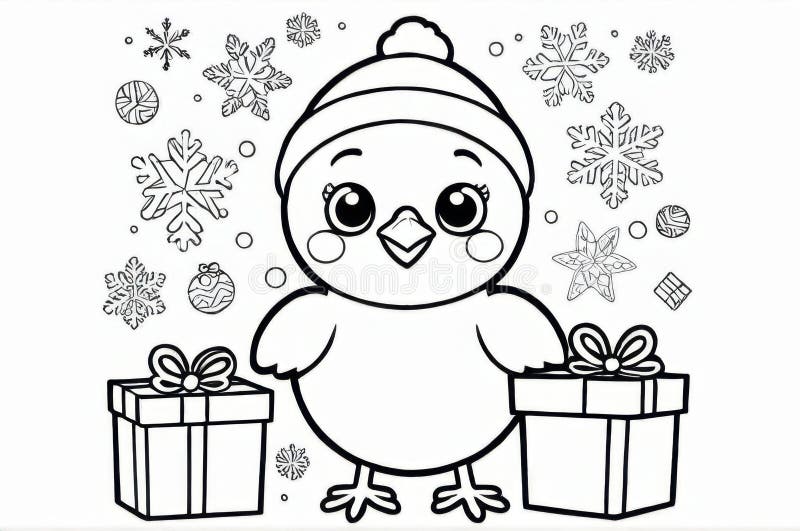 A Chick in a Christmas Scene at 21-11-2024 Stock Illustration ...