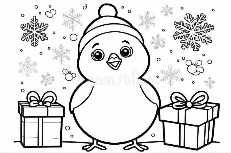 Chick in a Christmas Scene at 21-11-2024 Stock Illustration ...