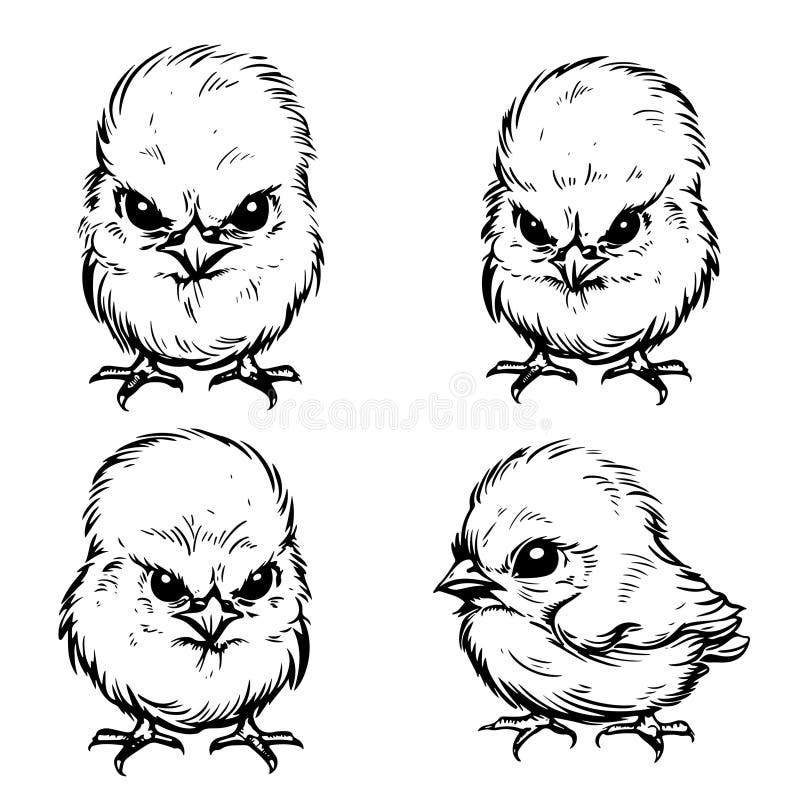 Chick Doodle Adorable Minimalist Chicken Cartoon Vector Stock Vector ...