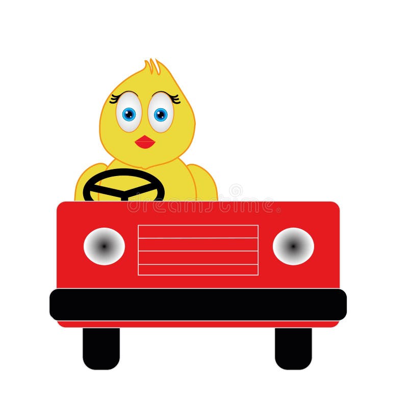 Chick Driving a Red Vechicle Stock Illustration - Illustration of ...