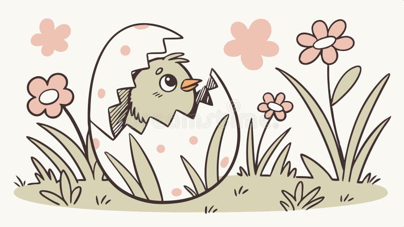 Chick Emerging from Egg, Baby Bird, Spring Rebirth Design Vector Design ...