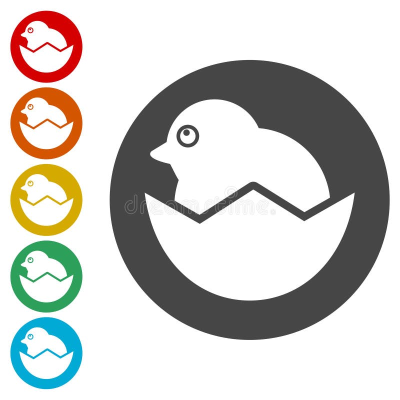 Chick Hatched from an Egg Icons Set - Illustration Stock Vector ...