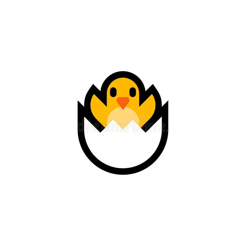 Chick Hatching from Egg, Cute Cartoon Icon Stock Illustration ...