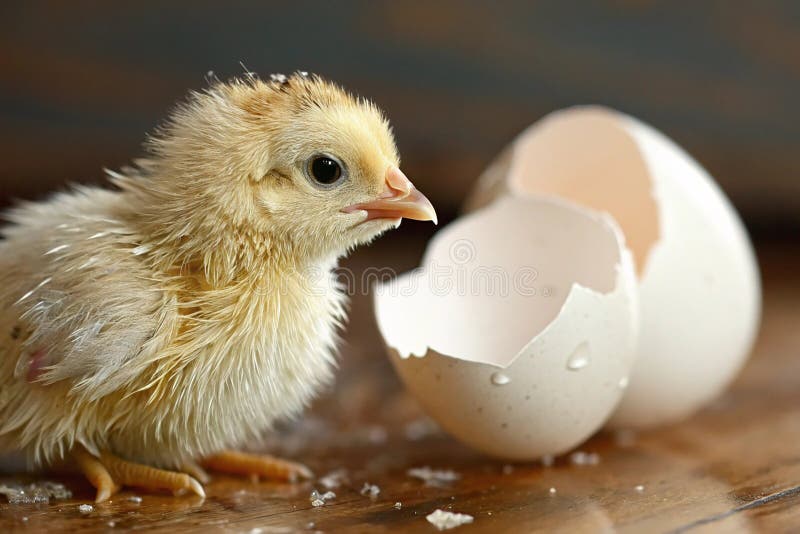 Chick New Born. a Chick Leaving the Shell Stock Photo - Image of lake ...