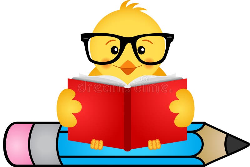 Chick Reading Book Sitting on Pencil Stock Vector - Illustration of ...