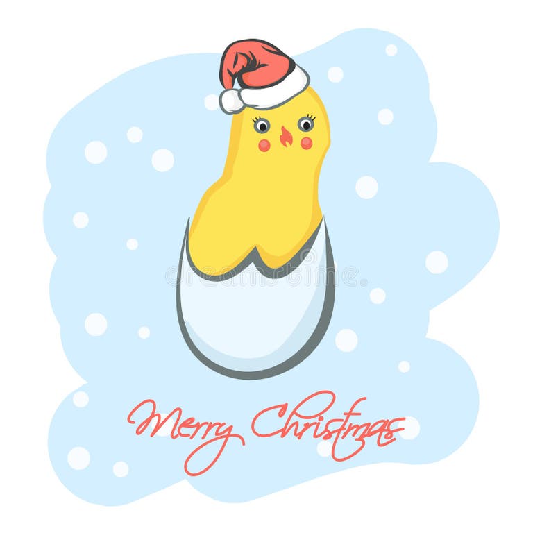 The chick in the Santa hat stock vector. Illustration of decoration ...