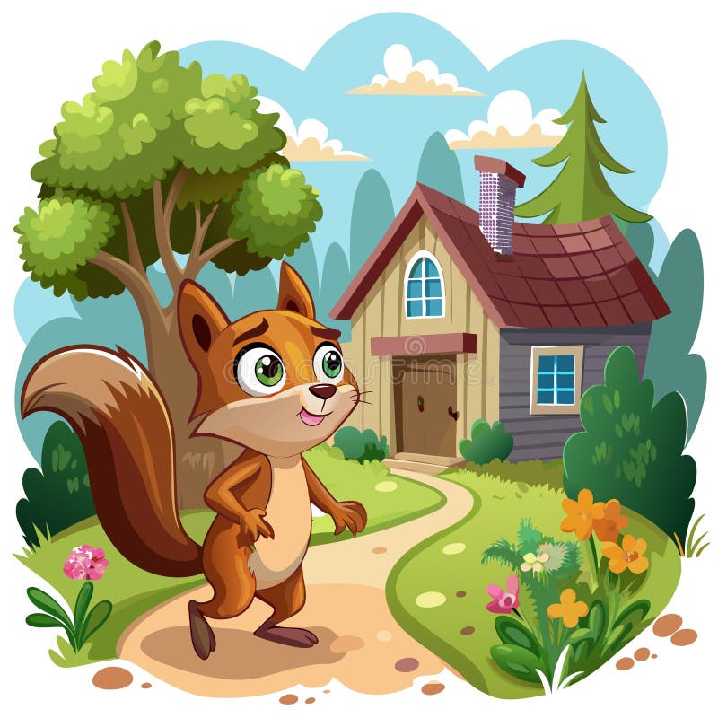 Chickaree Squirrel Dumbfounded Walks House Vector Stock Illustration ...