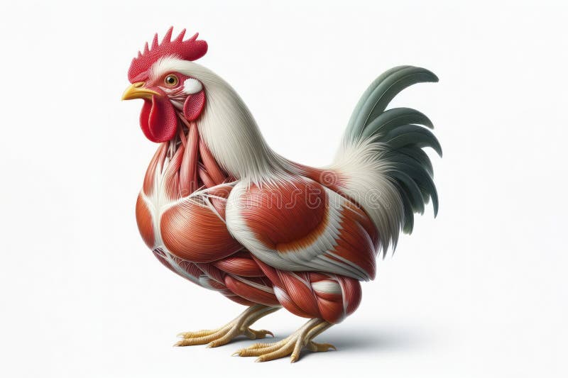 Chicken Anatomy Showing Body and Head, Face with Muscular System ...