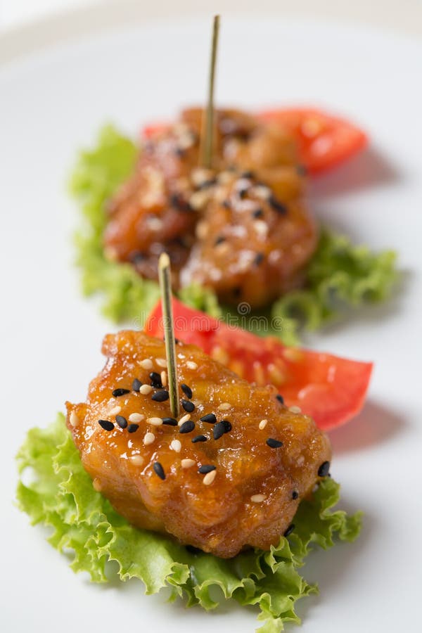 Chicken appetizer stock photo. Image of closeup, topped - 40766918