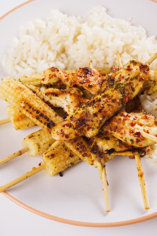 Chicken and Baby Corn Skewer Stock Photo - Image of skewer, kebab: 18145808