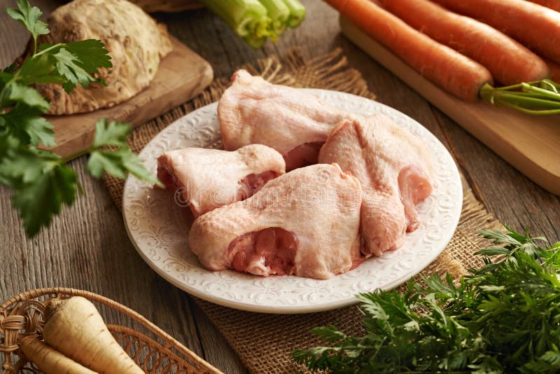 Chicken Backs and Fresh Vegetables - Ingredients for Making Bone Broth ...