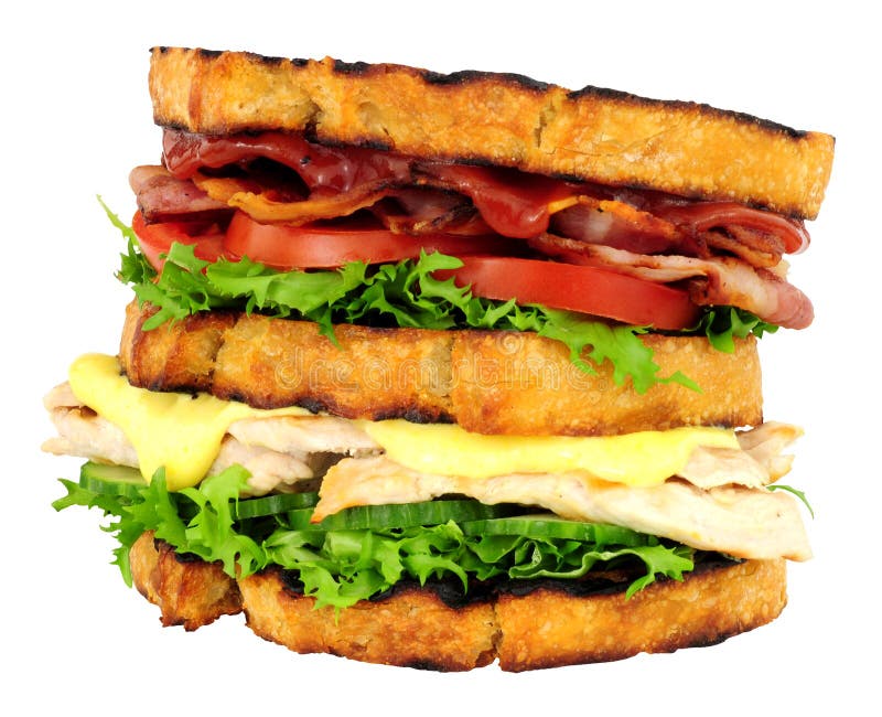 Chicken and Bacon Double Decker Sandwich Stock Image - Image of fresh ...
