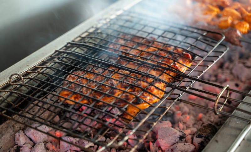Chicken Barbeque with Charcoal .Arab Food and Barbeque Chicken Stock ...