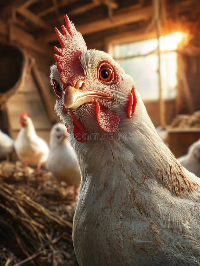 Chicken in Barn Close Up stock photo. Image of farm - 378910976