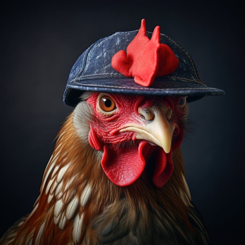 A Chicken with a Baseball Cap Stock Illustration - Illustration of farm ...