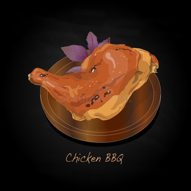 Chicken BBQ Illustration. Vector Stock Vector - Illustration of roasted ...