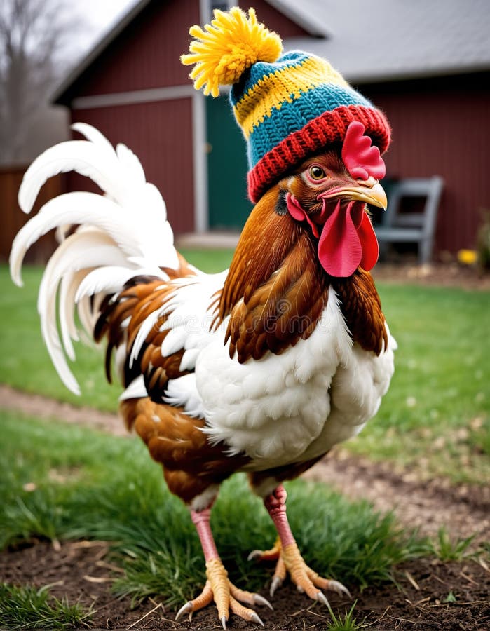 Avian Attire: a Visual Feast of Knitted Cap Capers Stock Illustration ...