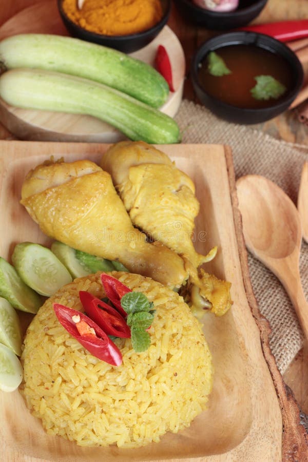 Chicken Biryani with Rice Delicious and Sauce. Stock Image - Image of ...