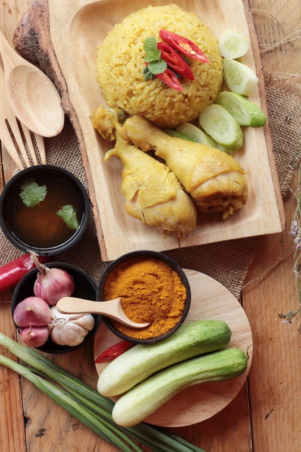 Chicken Biryani with Rice Delicious and Sauce. Stock Photo - Image of ...