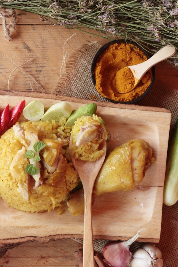 Chicken Biryani with Rice Delicious and Sauce. Stock Photo - Image of ...