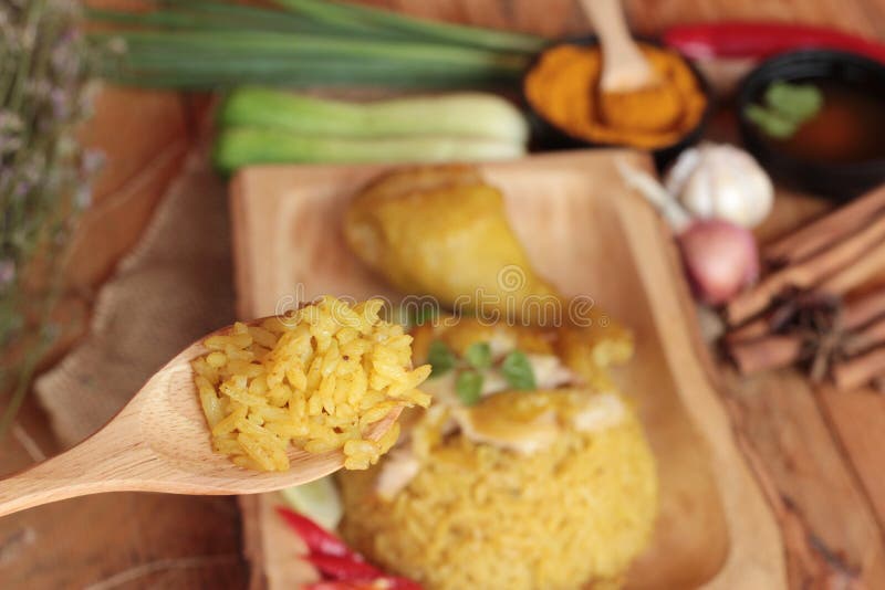 Chicken Biryani with Rice Delicious and Sauce. Stock Photo - Image of ...