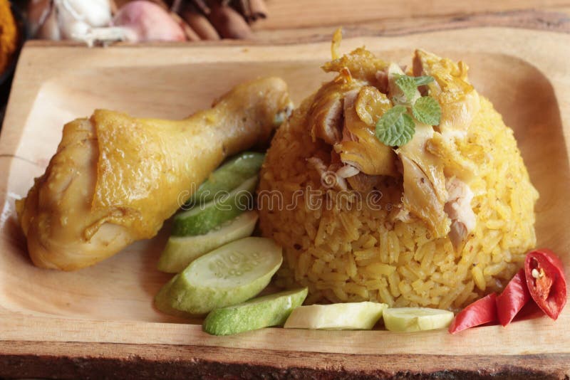 Chicken Biryani with Rice Delicious and Sauce. Stock Photo - Image of ...
