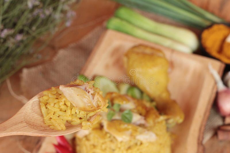 Chicken Biryani with Rice Delicious and Sauce. Stock Photo - Image of ...