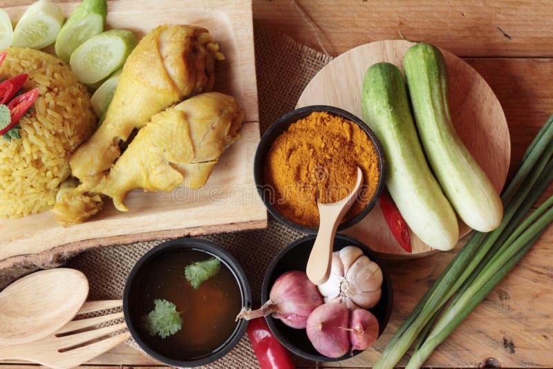 Chicken Biryani with Rice Delicious and Sauce. Stock Image - Image of ...