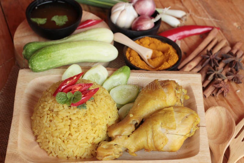 Chicken Biryani with Rice Delicious and Sauce. Stock Photo - Image of ...