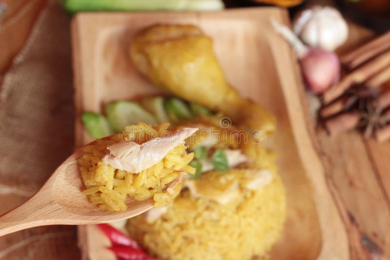 Chicken Biryani with Rice Delicious and Sauce. Stock Photo - Image of ...