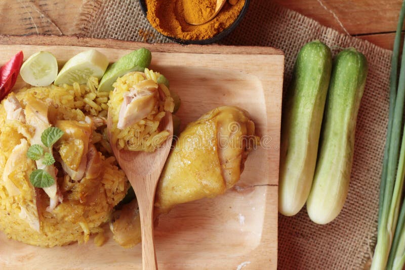 Chicken Biryani with Rice Delicious and Sauce. Stock Image - Image of ...