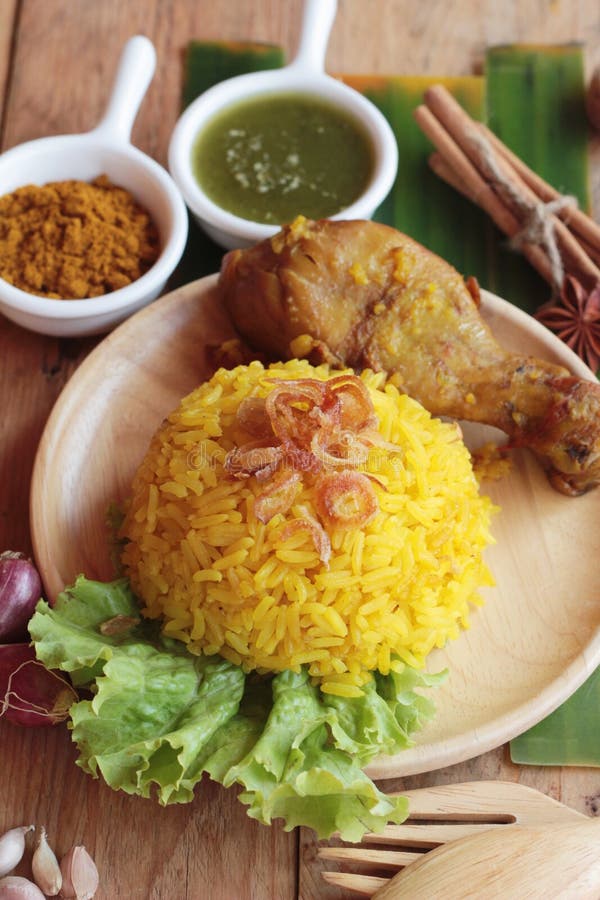 Chicken Biryani with Rice Delicious and Sauce. Stock Image - Image of ...