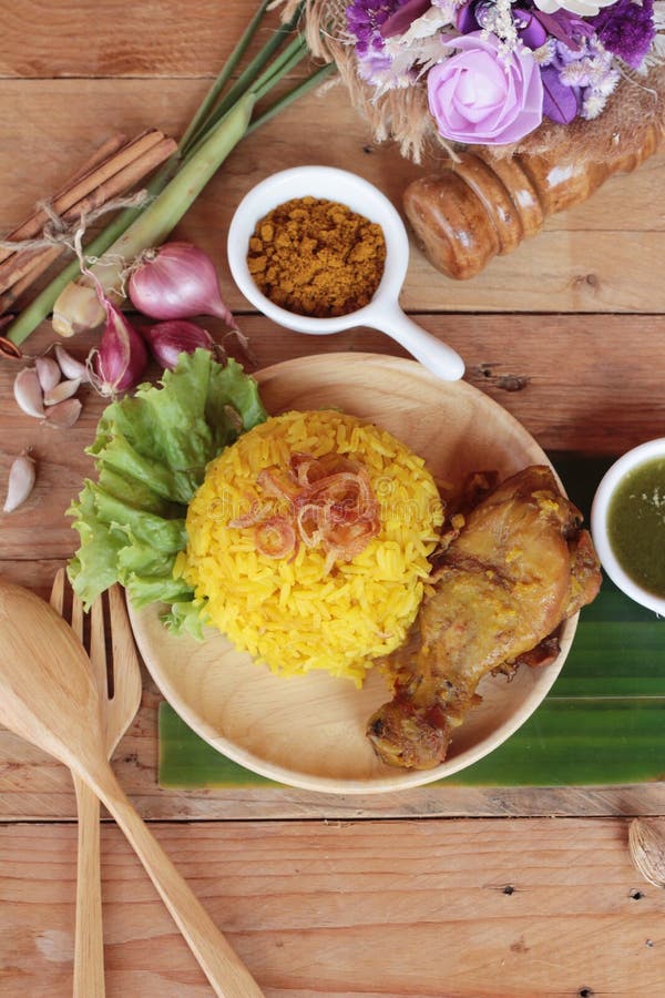 Chicken Biryani with Rice Delicious and Sauce. Stock Image - Image of ...