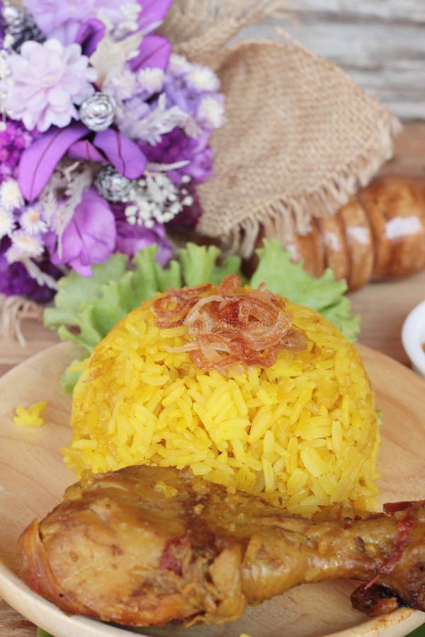 Chicken Biryani with Rice Delicious and Sauce. Stock Photo - Image of ...