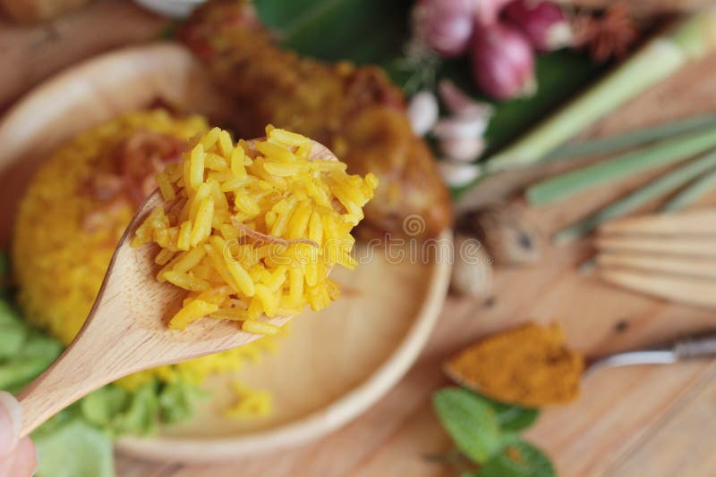 Chicken Biryani with Rice Delicious and Sauce. Stock Photo - Image of ...