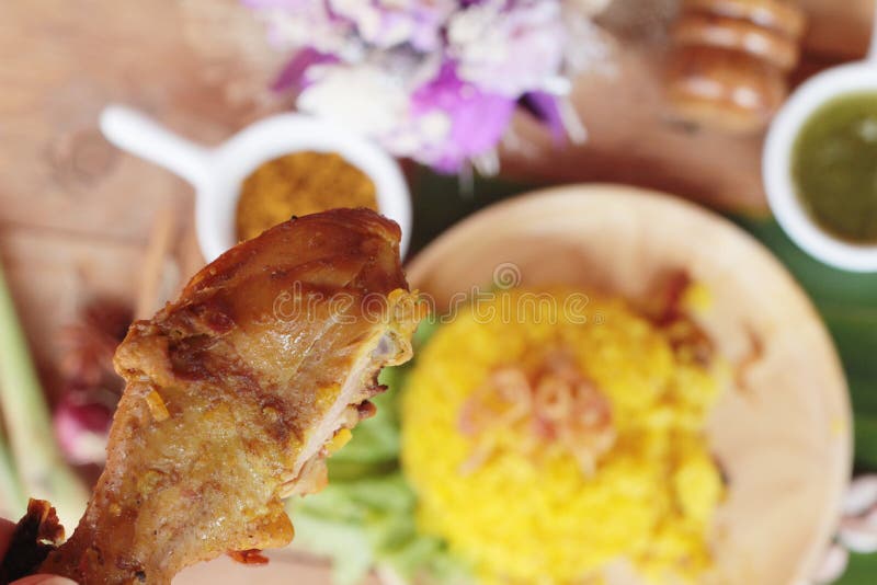 Chicken Biryani with Rice Delicious and Sauce. Stock Image - Image of ...