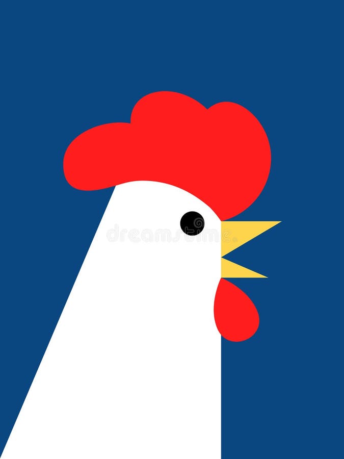 Chicken on blue background stock illustration. Illustration of icon ...