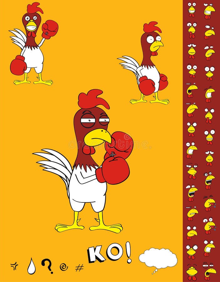 Funny Chicken Boxing Cartoon Expressions Set Stock Vector ... Funny Chicken Boxing Cartoon Expressions Set Stock Vector ...