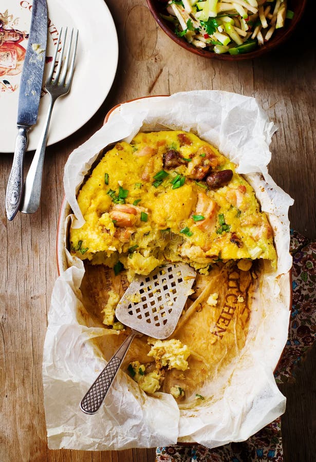 Chicken bread pudding with stock image. Image of sauce - 66679853