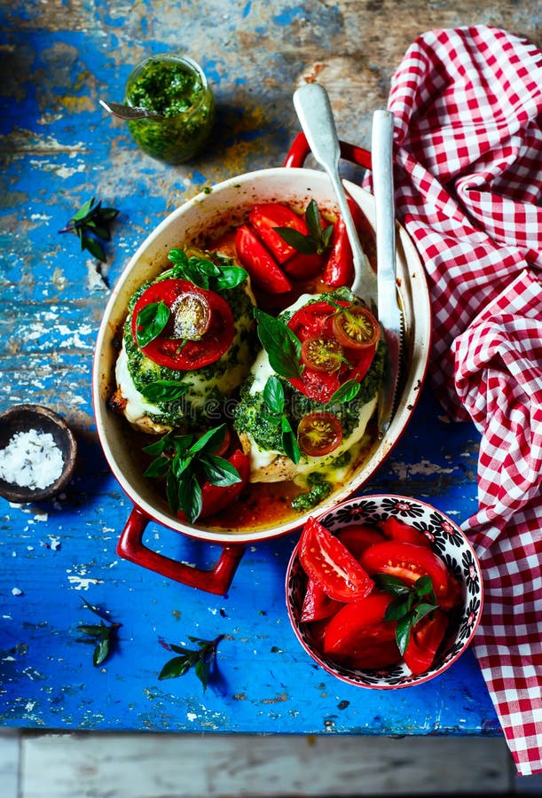 Chicken Breast Caprese.style Rustic Stock Image - Image of white, italy ...