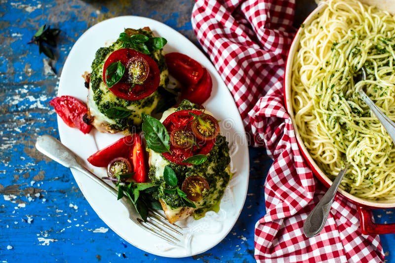 Chicken Breast Caprese.style Rustic Stock Image - Image of tomato ...