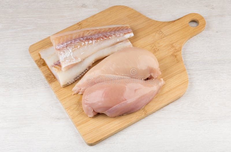 Chicken Breast Fillet and Pollock Stock Image - Image of objects ...