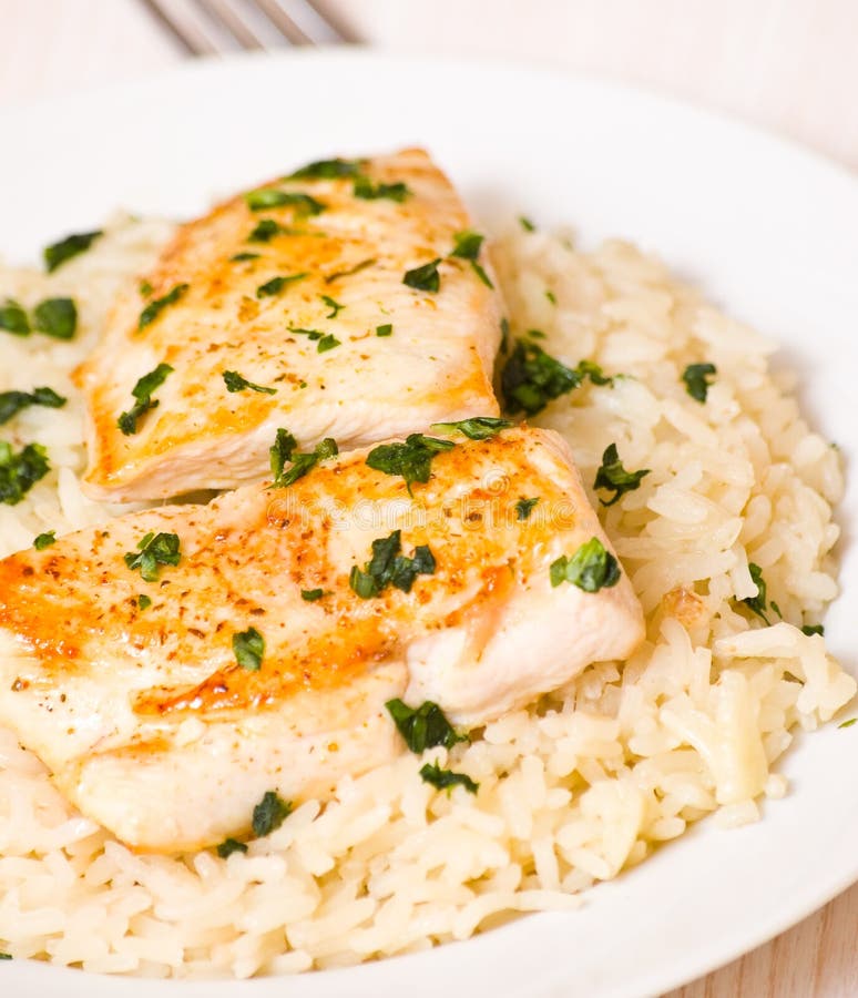 Chicken Breast with Rice stock image. Image of cutlery - 40196383