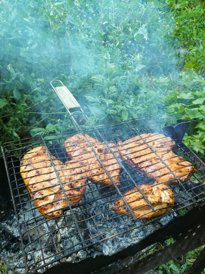 Chicken Brisket Cooked Over Hot Coals Stock Photos - Free & Royalty ...