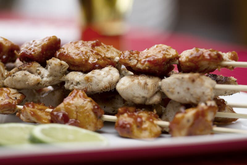 Chicken brochette on grill stock image. Image of chicken - 25337449
