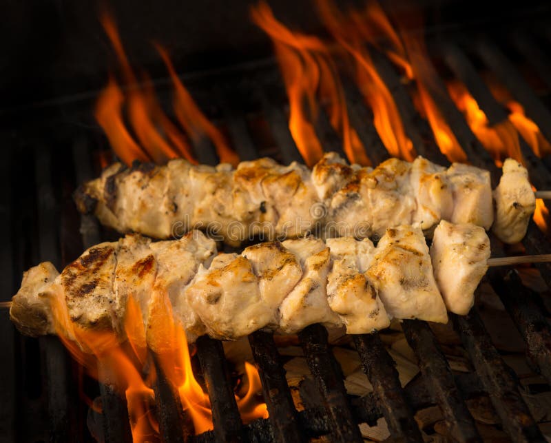Chicken brochette on grill stock image. Image of chicken - 25337449