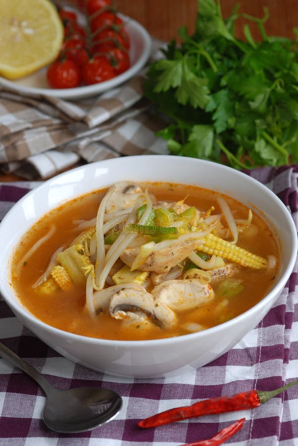 Thai chicken soup stock image. Image of street, meal - 28365397
