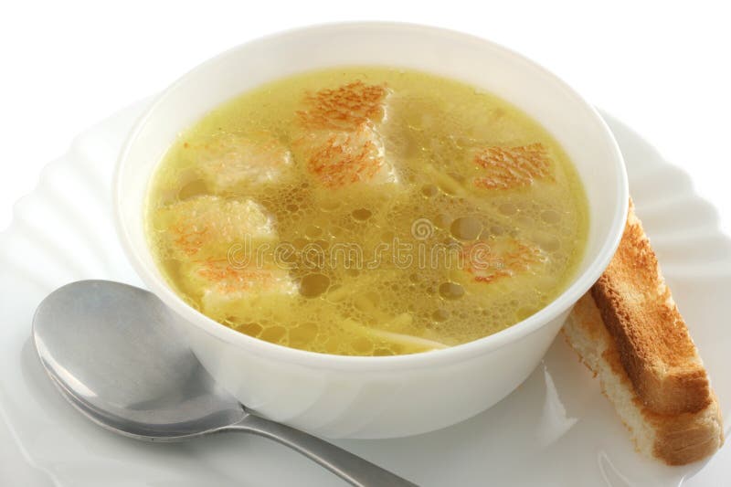 Chicken Broth with Dried Crust Stock Photo - Image of dried, plate ...