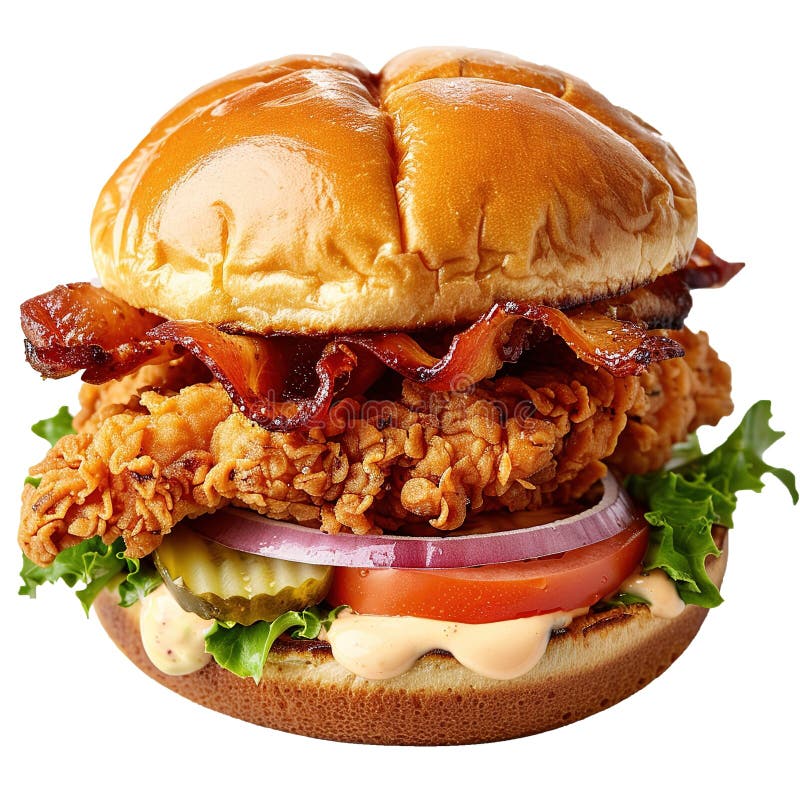 Chicken Burger with Crispy Cutlet in Breaded, Cheese and Vegetables ...