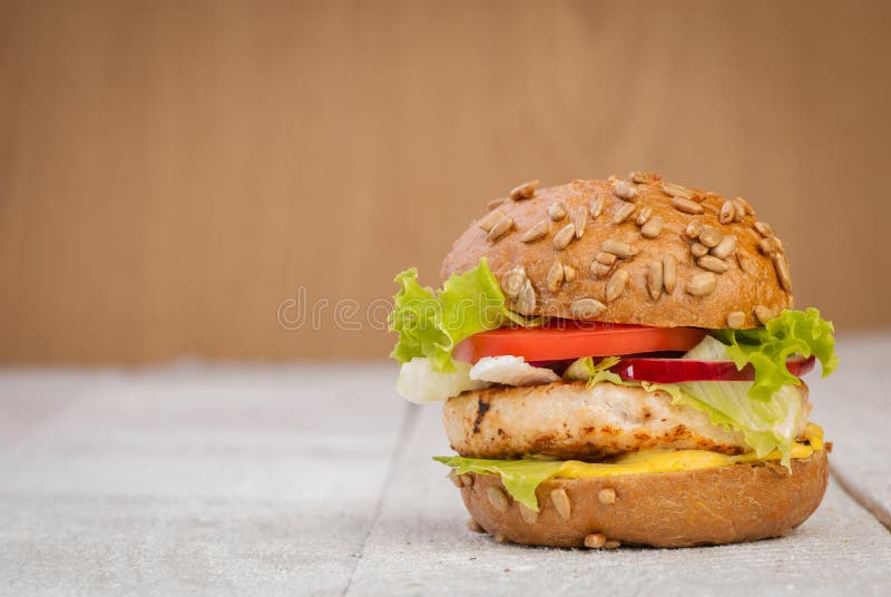Chicken Burger with Curry Sauce Stock Image - Image of chicken ...